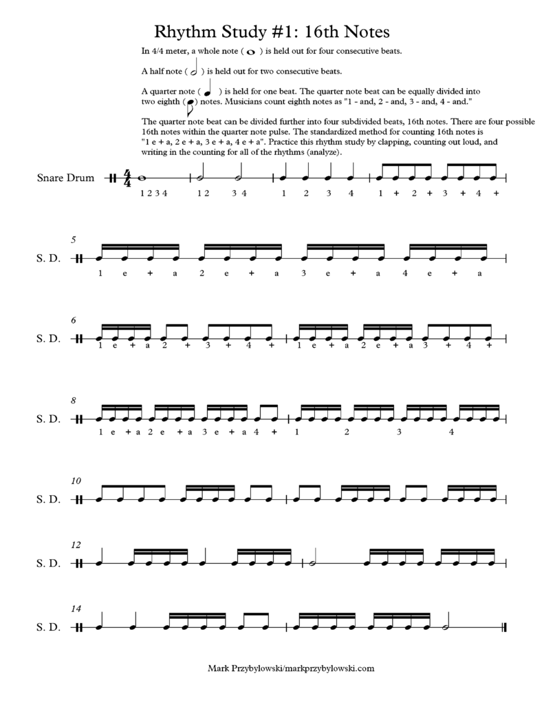 Rhythm Study 1 - 16th Notes - Mark Przybylowski